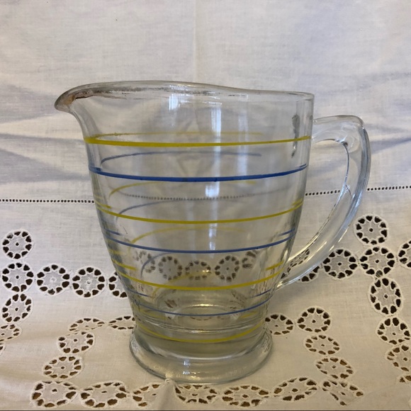 Kitchen | Vintage Retro Striped Glass Water Pitcher Jug | Poshmark